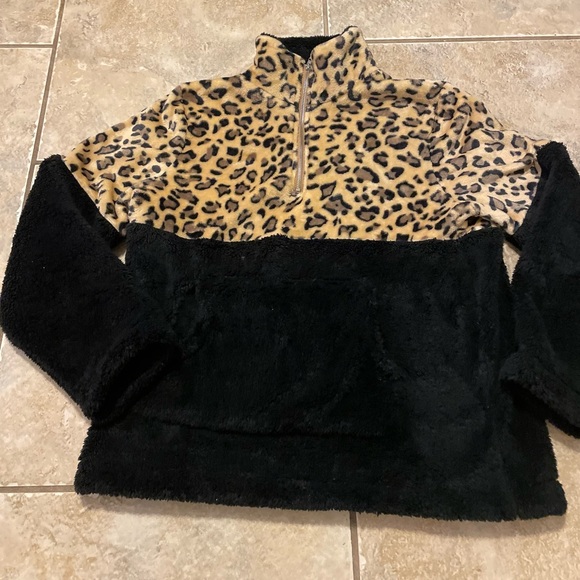 coeur vague | Jackets & Coats | Ladies Zip Up Fleece Leopard Black Sz ...